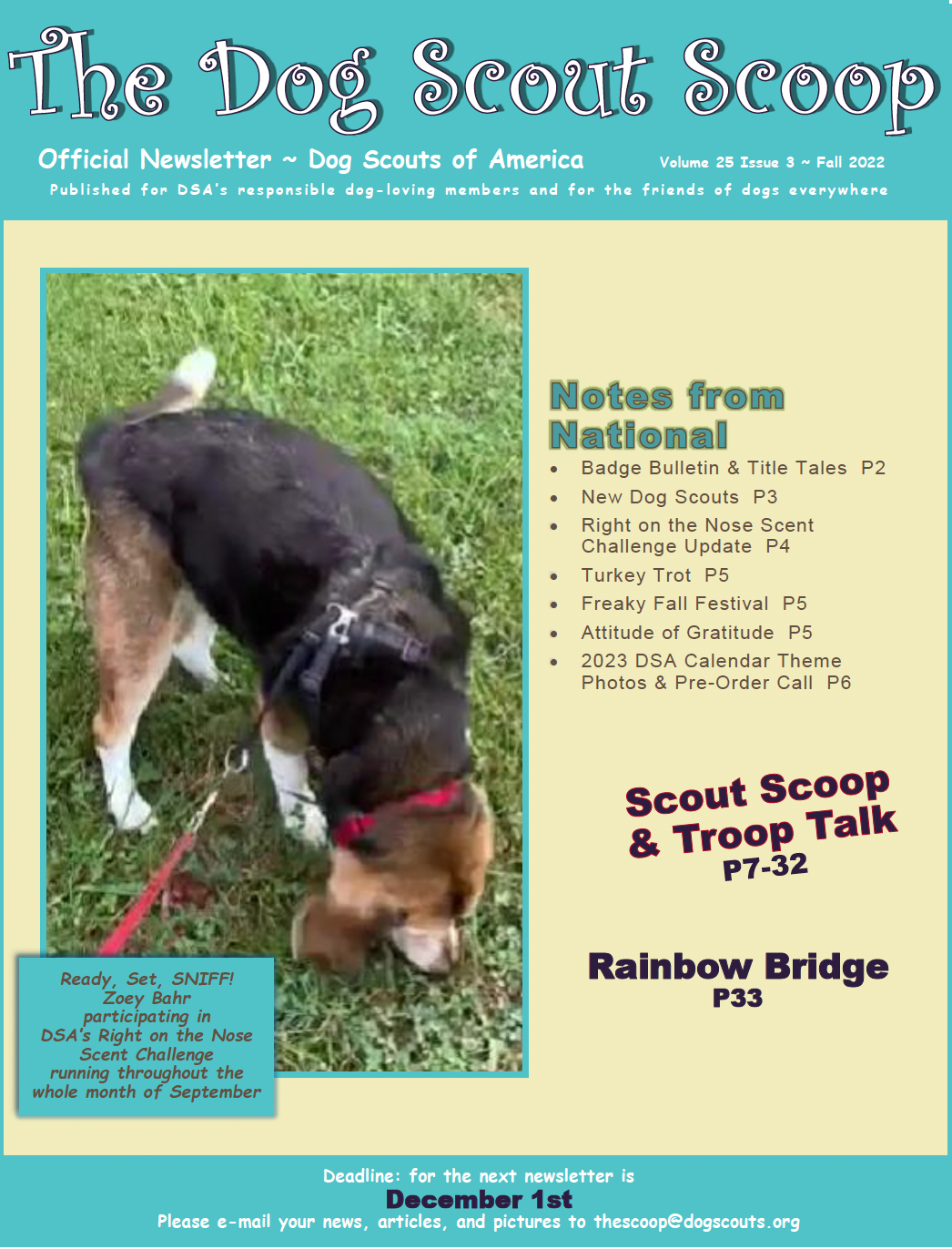 The Dog Scout Scoop Newsletter Fall 2022 – Dog Scouts of America
